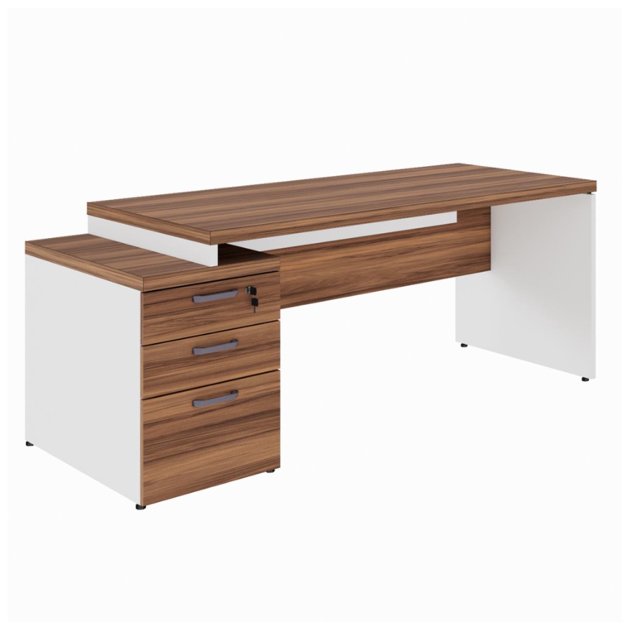 Mesa PEDESTAL RETA (03 Gav.) – 1,92X0,70m – WORKSTART – NOGAL ...